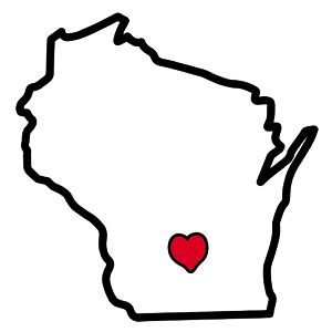 Fired Up Tiles - Wisconsin Outline Heart
